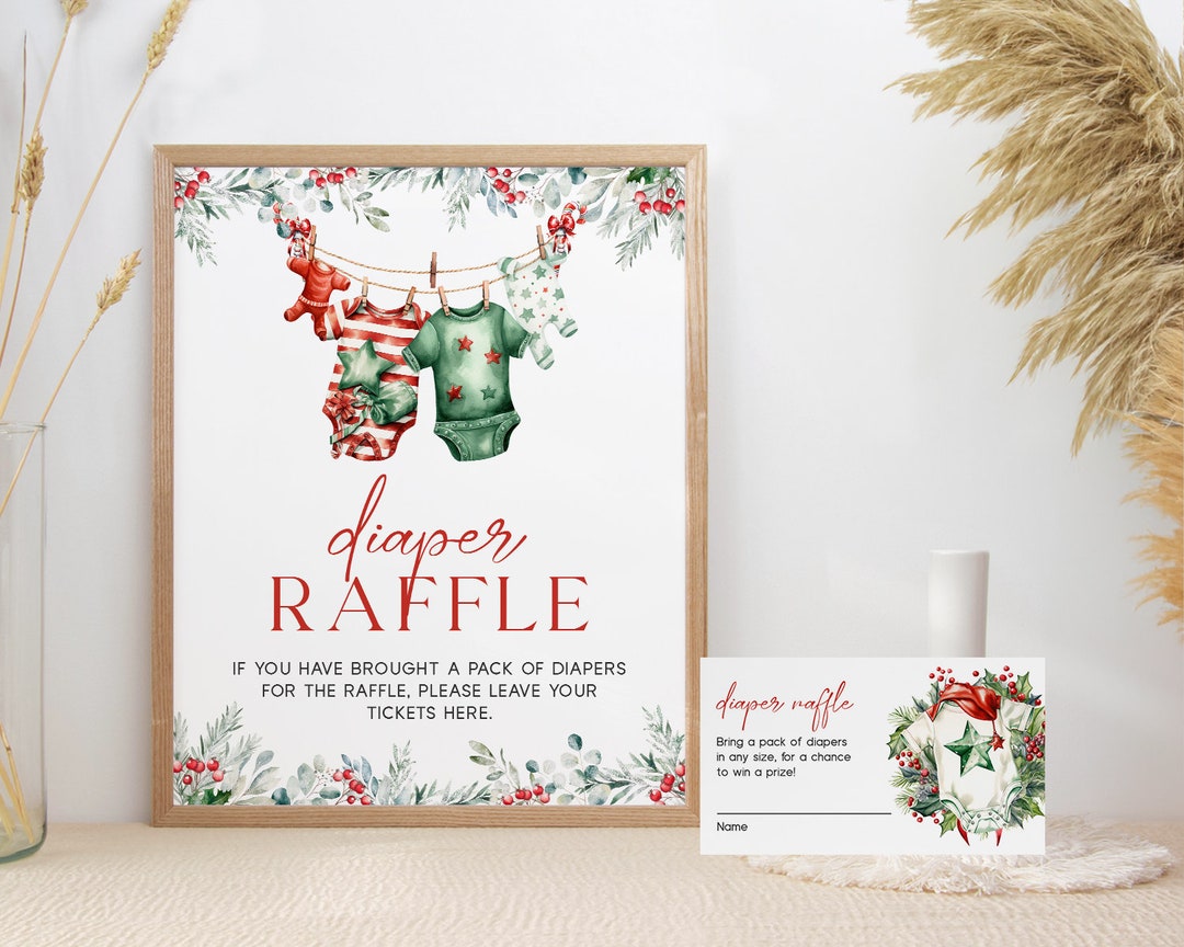 Diaper Raffle Christmas Baby Shower Sign Merry Little Baby - Etsy