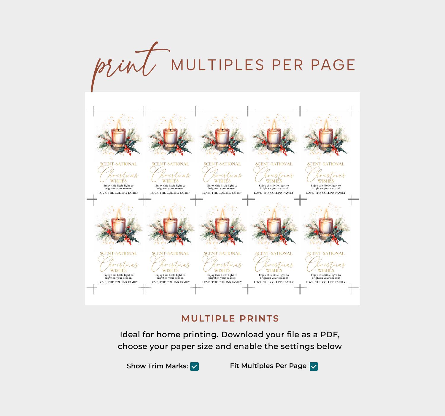 Candle Christmas Gift Tags EDITABLE, Holiday Gift Tag, Printable ...