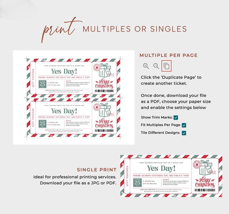 Yes Day Christmas Ticket EDITABLE, Yes Day Gift Voucher, Printable ...