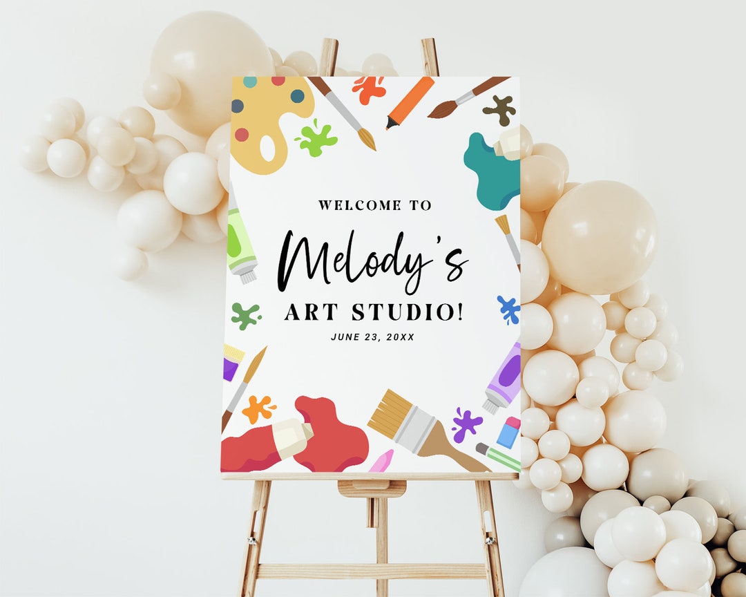 Art Painting Birthday Party Welcome Sign EDITABLE, Art Party Welcome ...