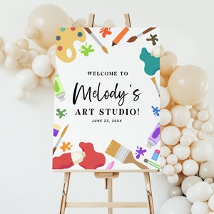 Art Painting Birthday Party Welcome Sign EDITABLE, Art Party Welcome ...