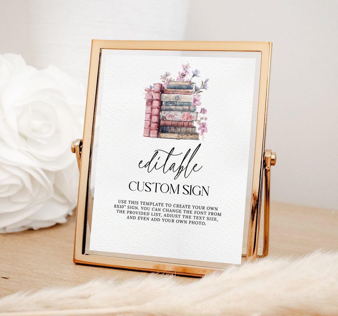 Custom Storybook Party Sign EDITABLE, Coquette Book Themed Baby Shower ...