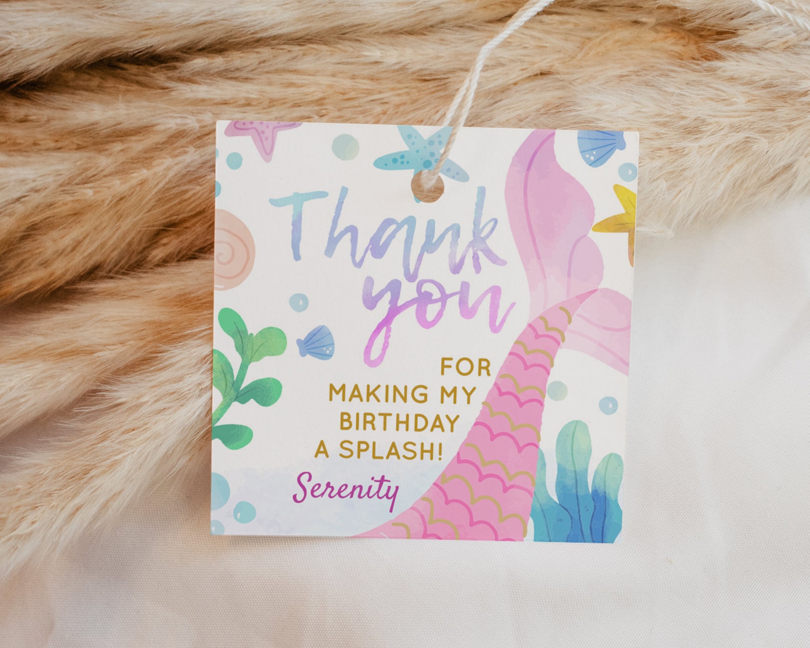 Mermaid Birthday Favor Tags EDITABLE, Under the Sea Party Thank You ...