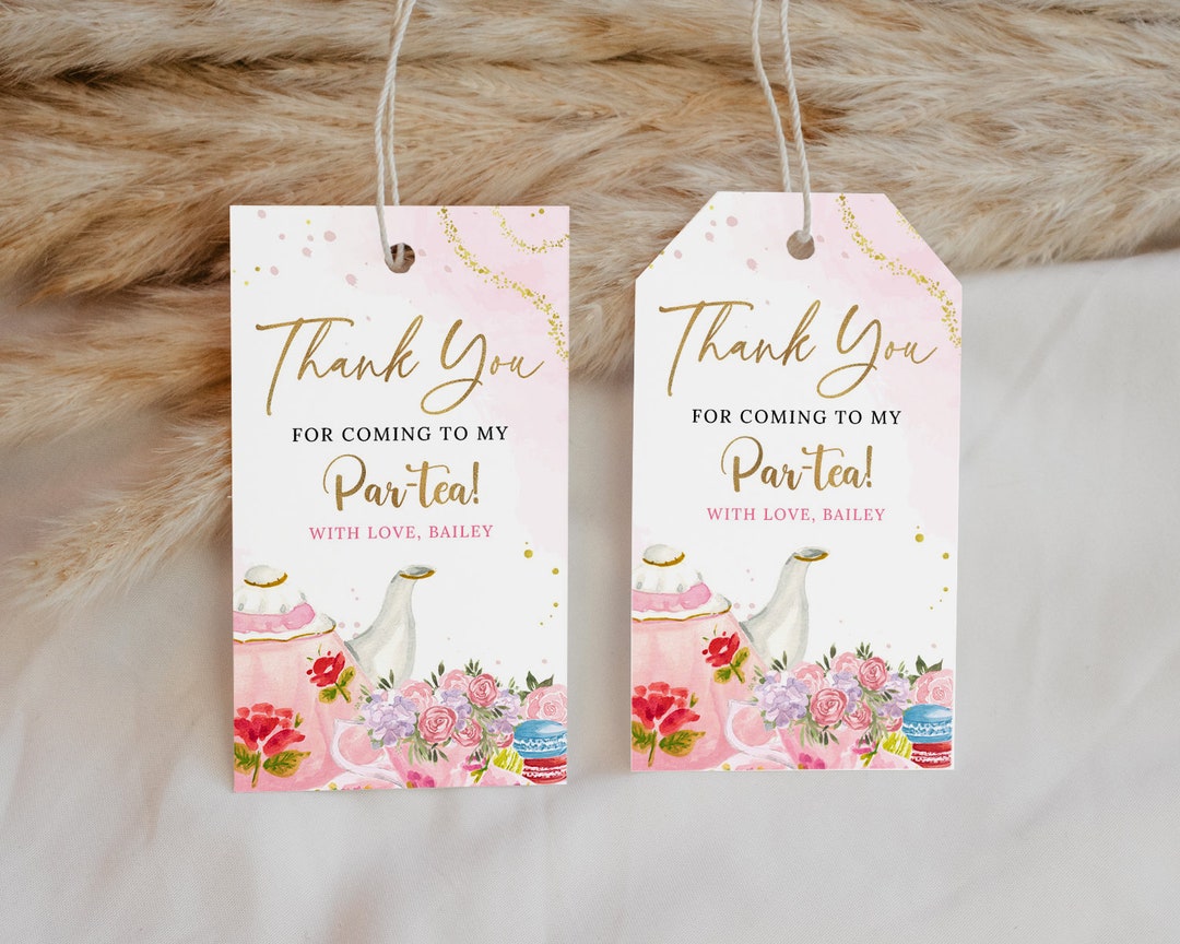Tea Party Favor Tag EDITABLE, Floral Tea Birthday Thank You Tags ...