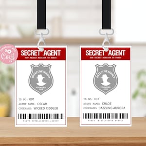 Secret Agent Party Badge EDITABLE, Spy Name Tag, Spy ID Passes ...