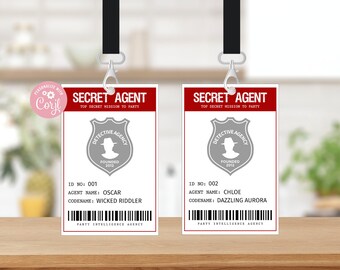 Secret Agent Badge Spy Birthday Party INSTANT DOWNLOAD - Etsy UK