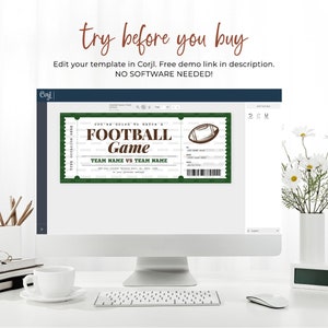 Football Game Ticket EDITABLE, Surprise Football Gift Certificate ...