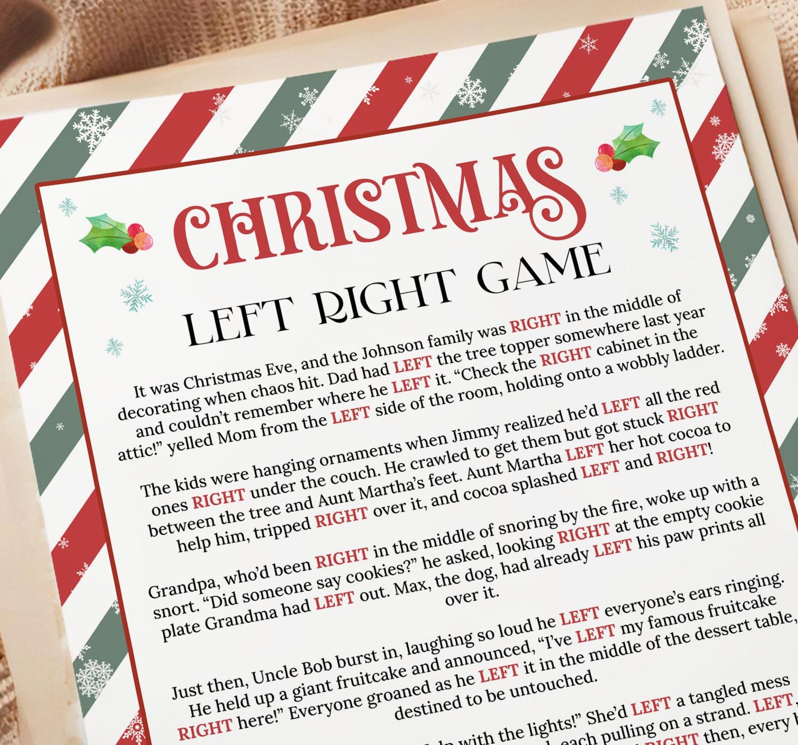 Left Right Christmas Game, Pass the Present Christmas Party Game ...