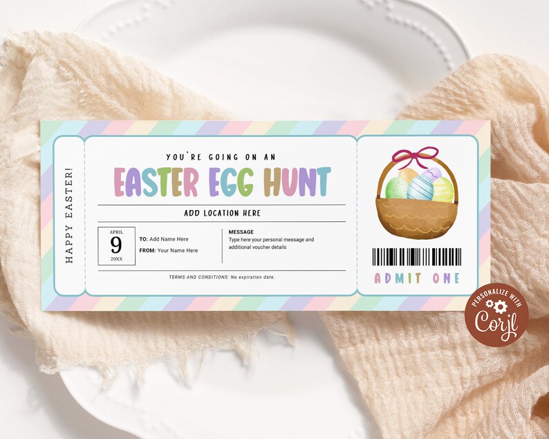Easter Egg Hunt Ticket EDITABLE Easter Egg Hunt Invitation - Etsy