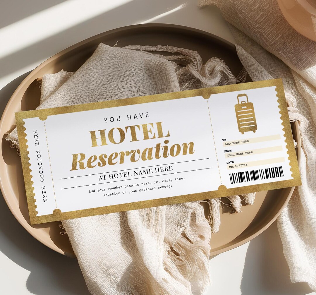Hotel Reservation Certificate EDITABLE, Hotel Stay Gift Voucher ...