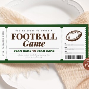 Football Game Ticket EDITABLE, Surprise Football Gift Certificate ...