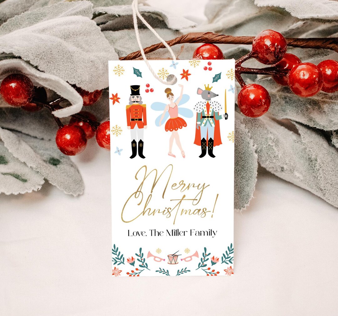 Nutcracker Christmas Gift Tag EDITABLE, Nutcracker Thank You Favor Tag ...