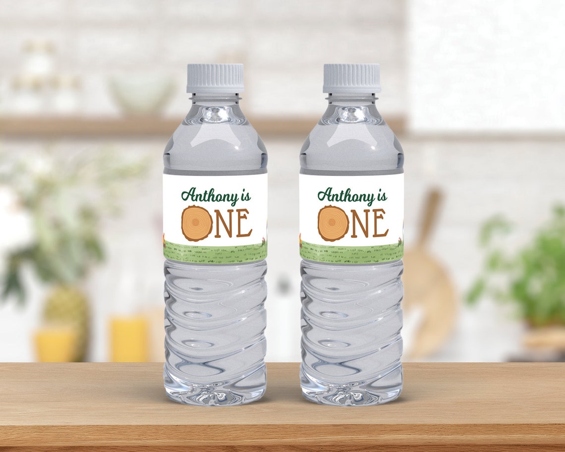 One Happy Camper Water Bottle Labels Editable First Birthday - Etsy