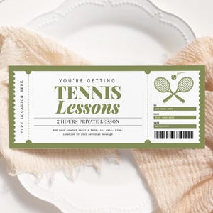 Tennis Lesson Certificate EDITABLE, Tennis Lesson Voucher Printable ...