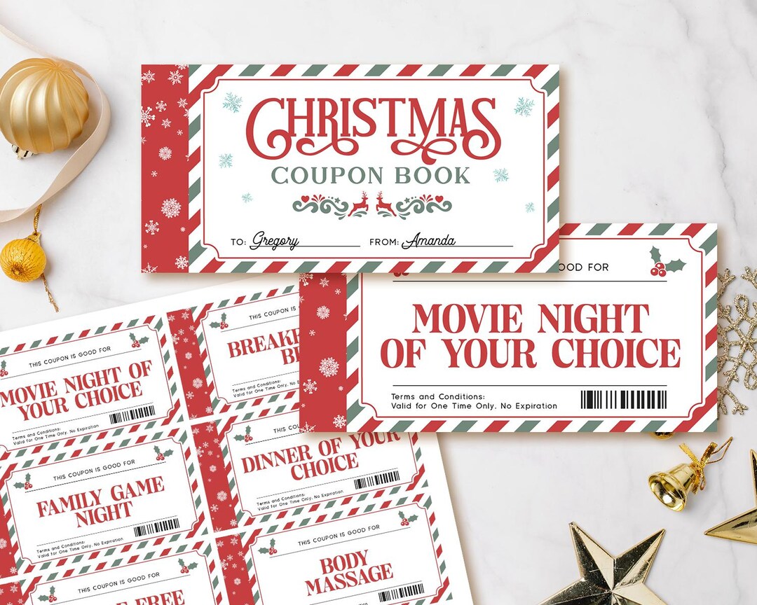 Christmas Coupon Book EDITABLE, Printable Coupon Book Template, Custom ...