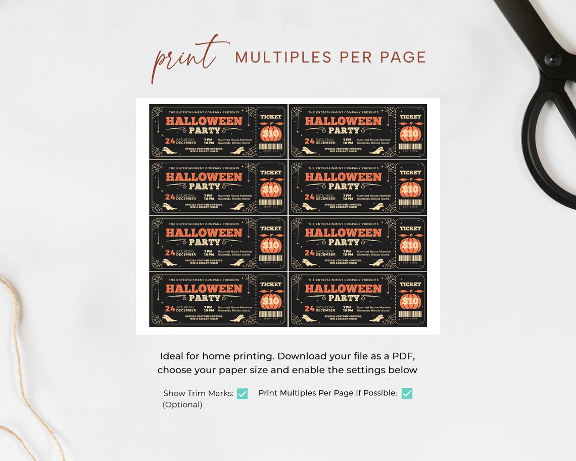 Halloween Event Ticket EDITABLE, Printable Party Ticket Template, Admit ...