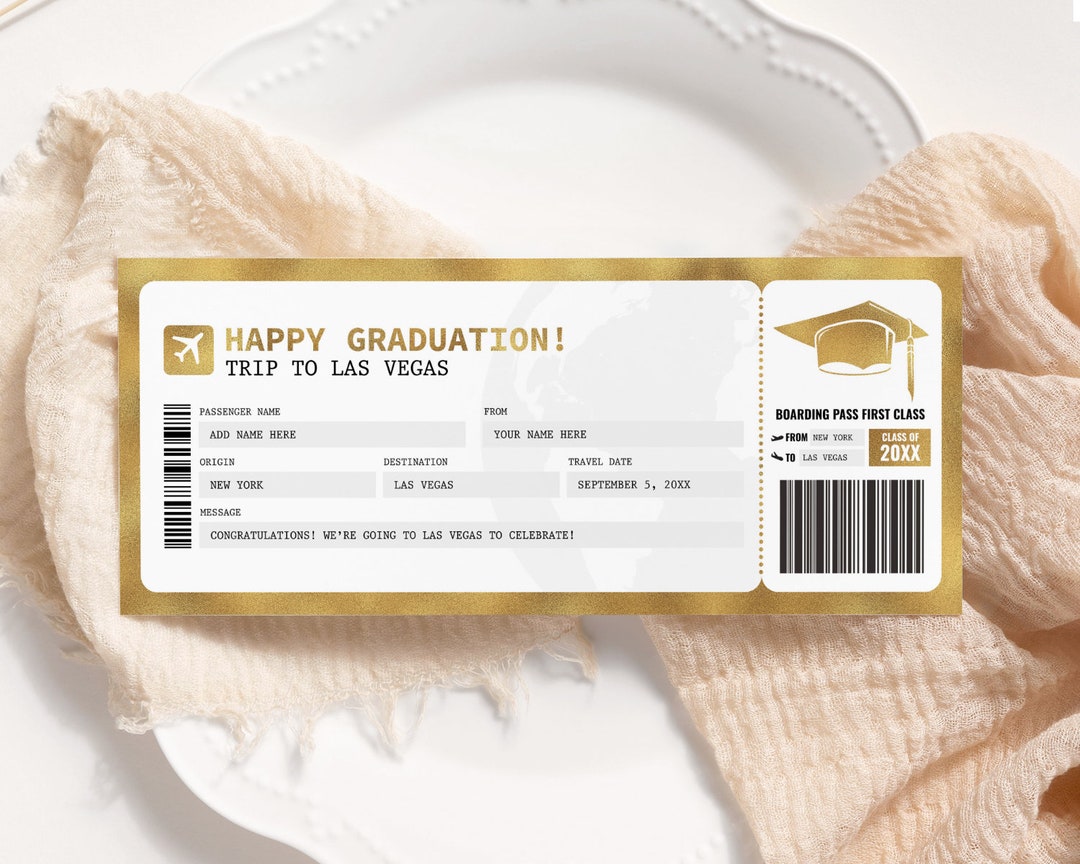 Graduation Boarding Pass EDITABLE, Surprise Graduation Gift Ticket ...