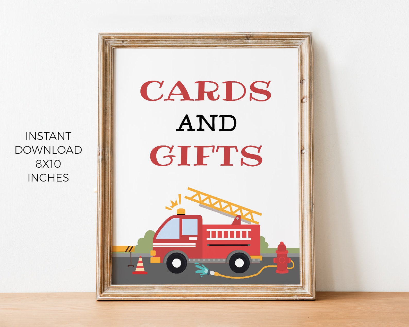 Firetruck Cards and Gifts Sign Printable Fire Fighter - Etsy