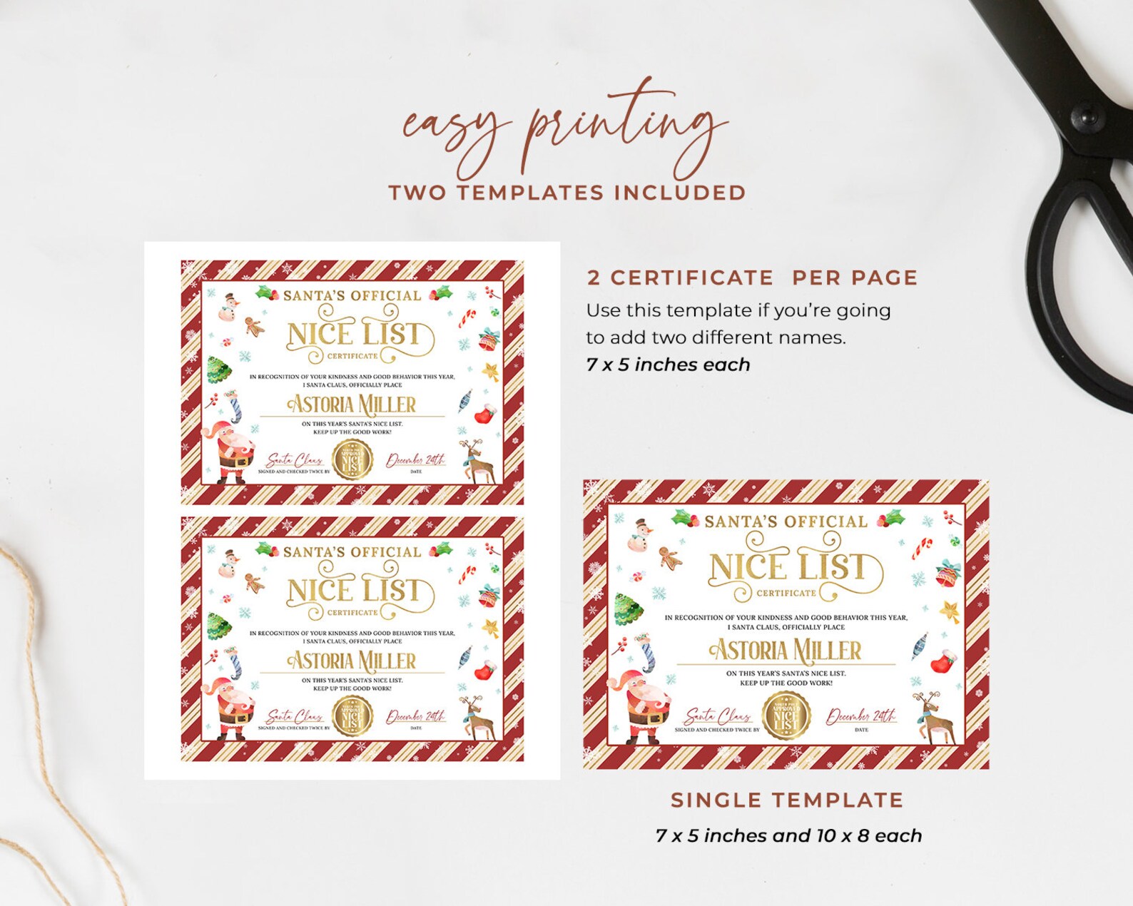 Santa Claus Official Nice List Certificate EDITABLE Elf Nice - Etsy