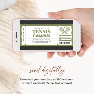 Tennis Lesson Certificate EDITABLE, Tennis Lesson Voucher Printable ...
