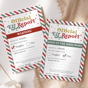 Elf Report Card EDITABLE, Naughty or Nice Behavior, Christmas Elf Ideas ...