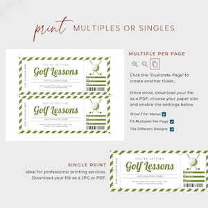 Golf Lesson Certificate EDITABLE, Golfing Lesson Gift Voucher Printable ...