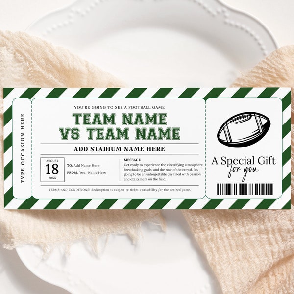 Surprise Football Ticket Template - Etsy