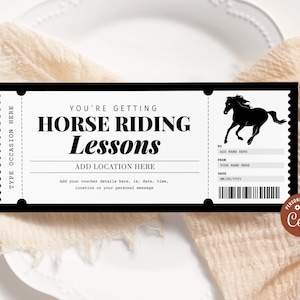 Horse Riding Lessons Voucher EDITABLE Horse Leases - Etsy