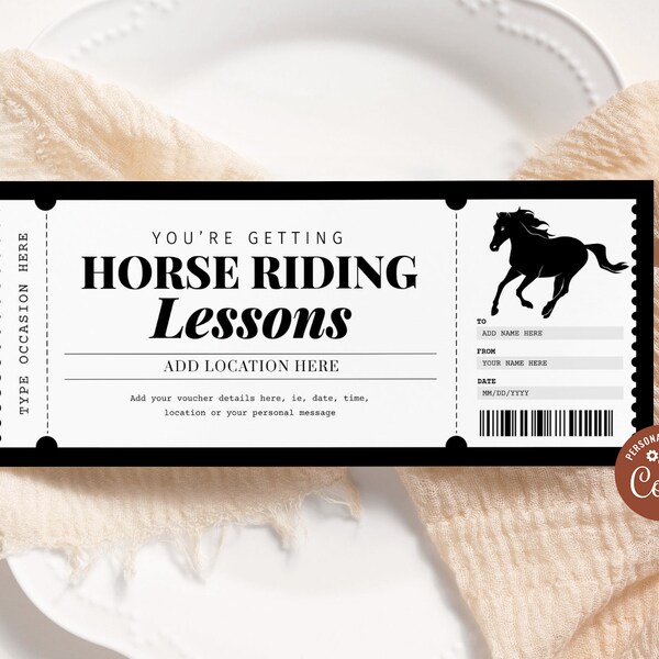 Printable Horse Lesson Gift Certificate - Etsy