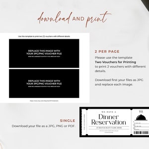Dinner Date Gift Voucher EDITABLE, Dinner Reservation Ticket, Dinner ...