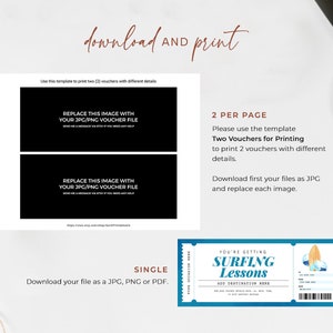 Surfing Lessons Voucher EDITABLE, Surfing Gift Certificate Printable ...