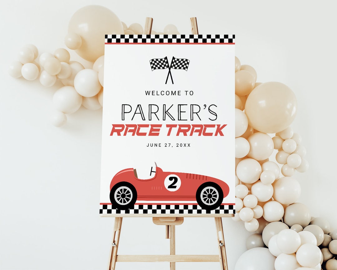 Race Car Welcome Sign EDITABLE, Two Fast Birthday Party Sign Printable ...