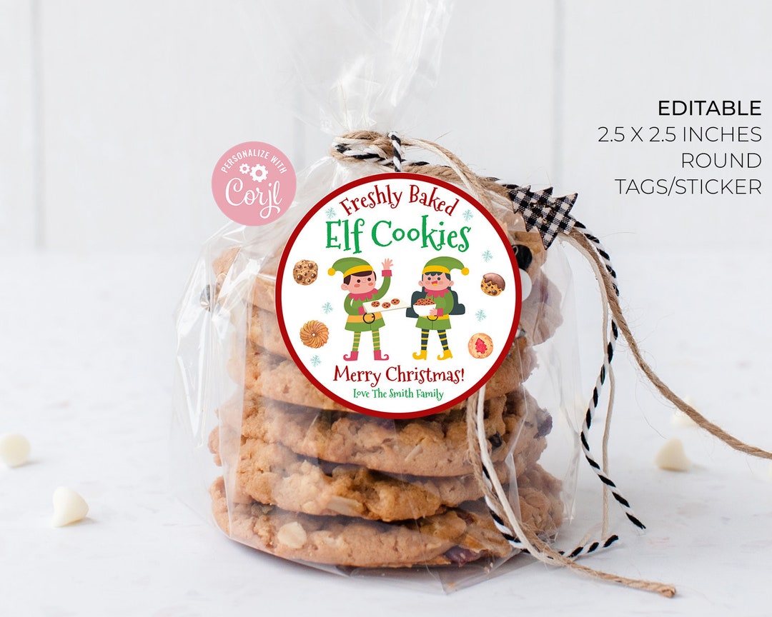 Elf Cookies Label EDITABLE North Pole Cookie Stickers - Etsy