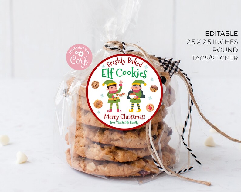 Elf Cookies Label EDITABLE North Pole Cookie Stickers - Etsy
