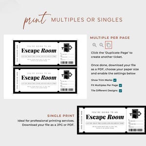 Escape Room Voucher EDITABLE, Escape Room Ticket Printable, Game Room ...