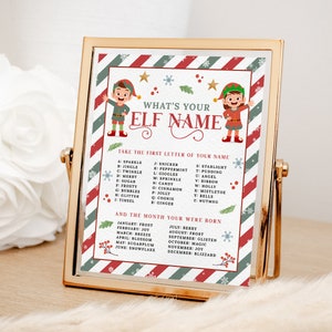 What's Your Elf Name Game Sign, Printable Christmas Elf Name Game, Kids ...