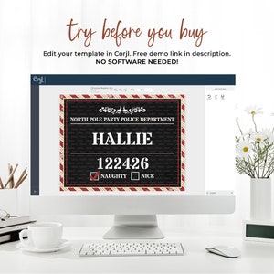 Christmas Mugshot Sign Board EDITABLE, Mugshot Sign Template Printable ...