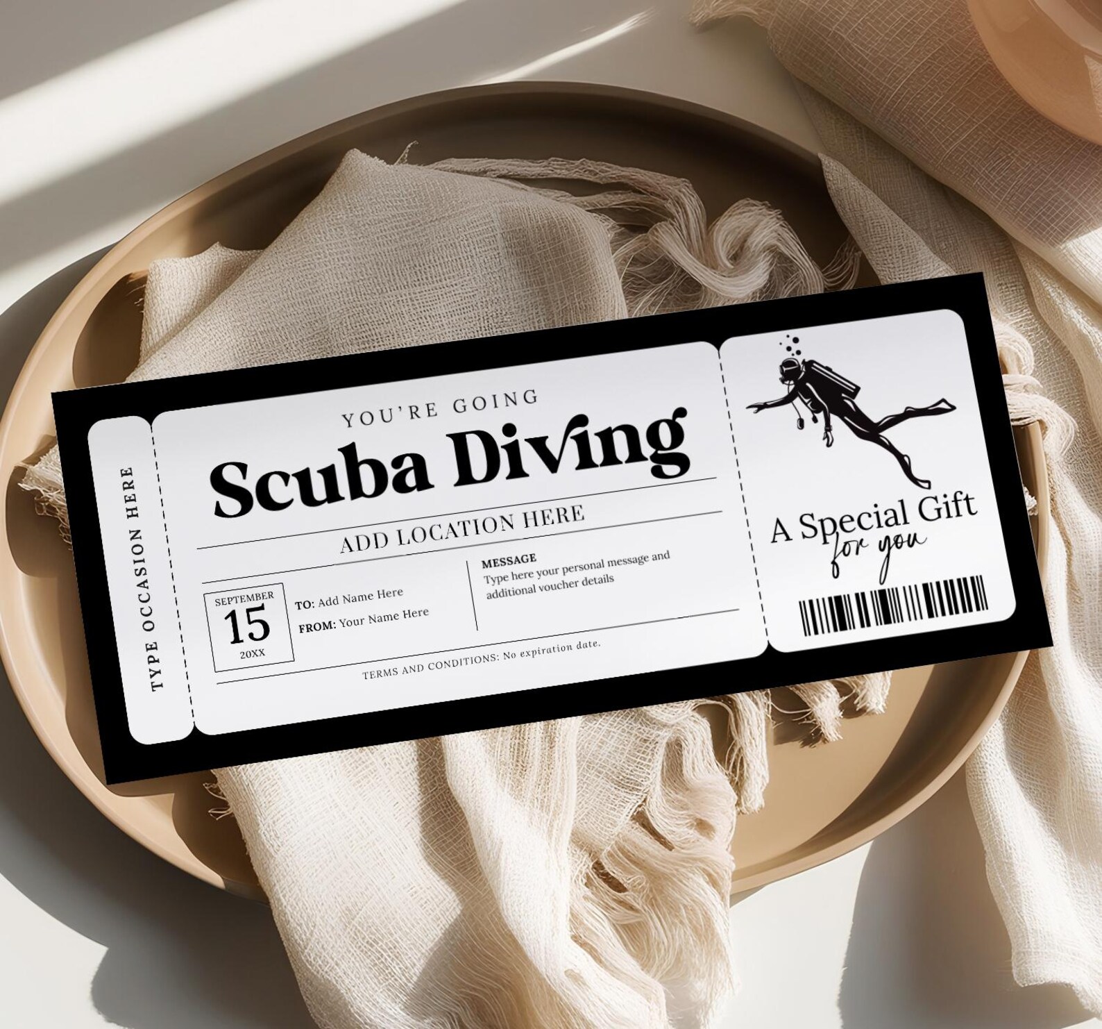 Scuba Diving Gift Voucher EDITABLE, Scuba Diving Certificate ...