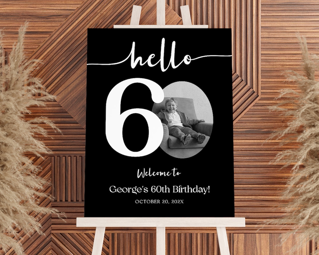 60th Birthday Welcome Sign EDITABLE Hello Sixty Birthday - Etsy