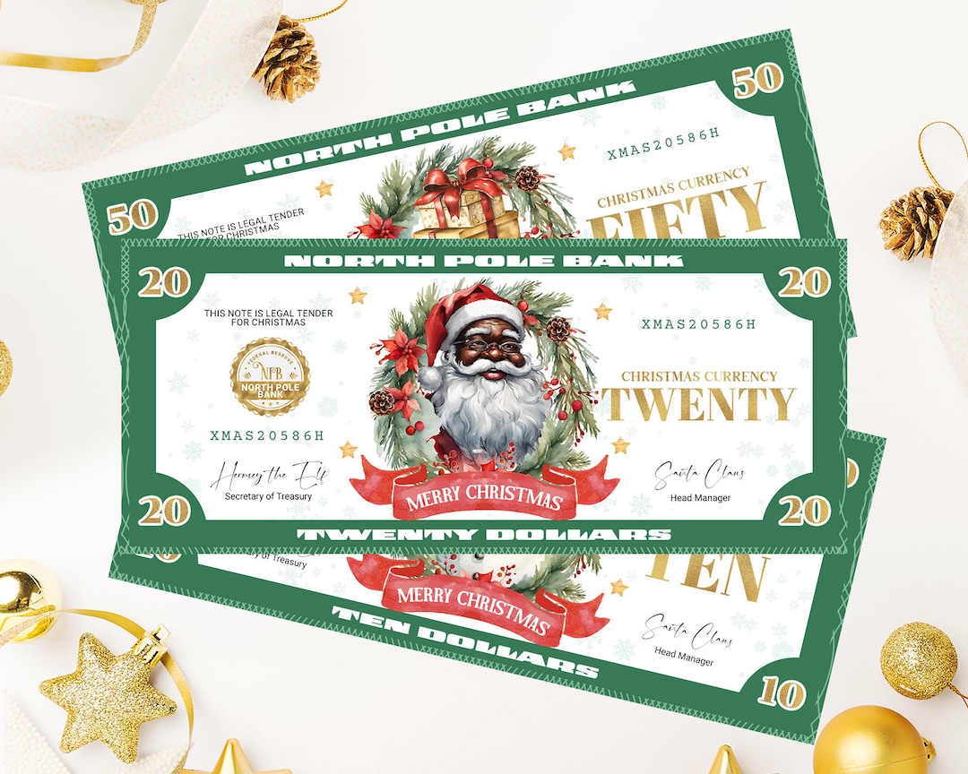 Christmas Play Money PRINTABLE, Christmas Dollar Money, North Pole Bank ...