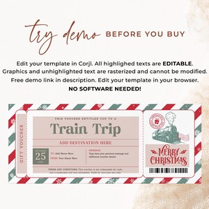 Train Christmas Ticket EDITABLE, Printable Santa Train Ticket Template ...