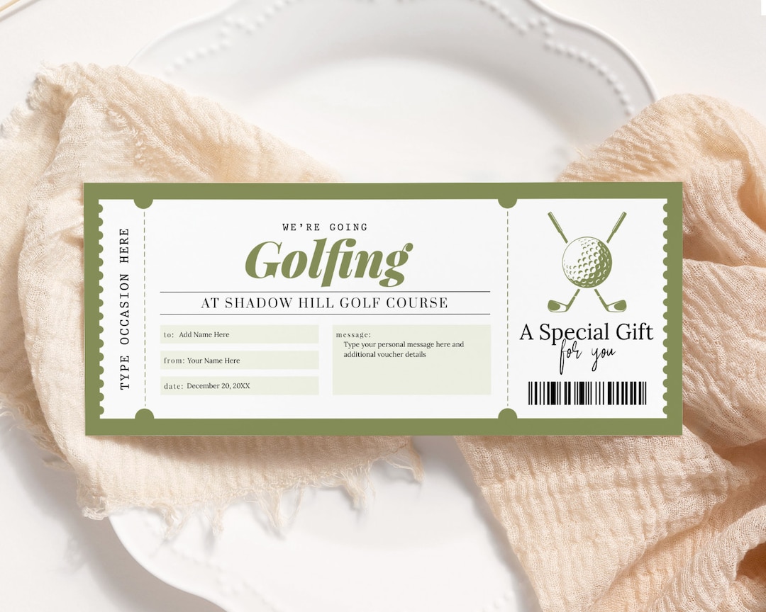 Golfing Gift Certificate EDITABLE, Golfing Trip Voucher Printable, Golf ...
