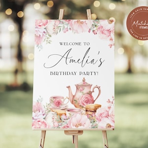 Floral Tea Party Menu Template EDITABLE, Blush Pink High Tea Menu Cards ...