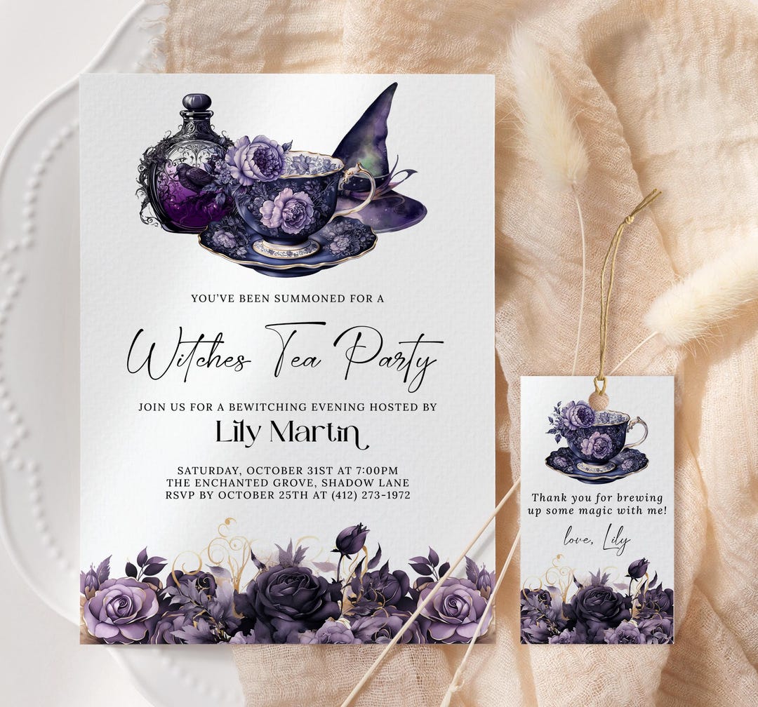Witches Tea Party Invitation EDITABLE, Goth High Tea Party Invitation ...