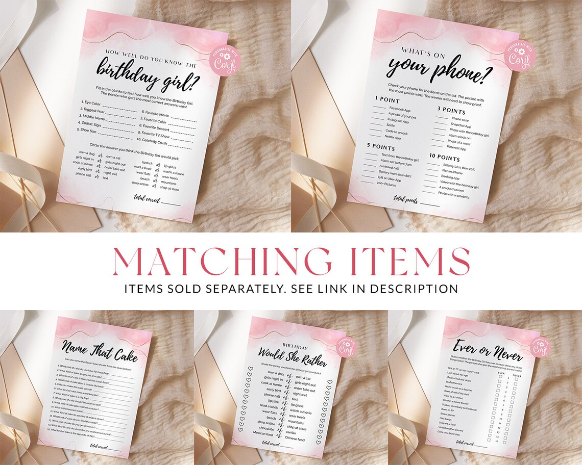 Who Knows the Birthday Girl Best Game EDITABLE Printable - Etsy