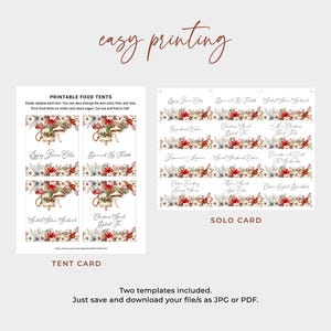 Christmas Tea Party Food Labels EDITABLE, High Tea Holiday Party Place ...