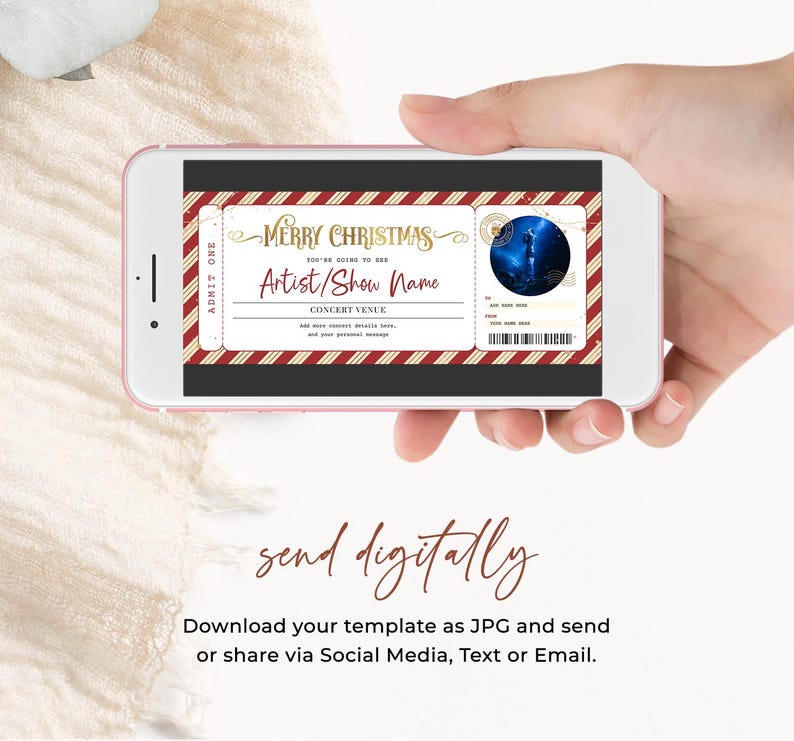 Christmas Concert Ticket EDITABLE, Holiday Surprise Ticket, Concert ...