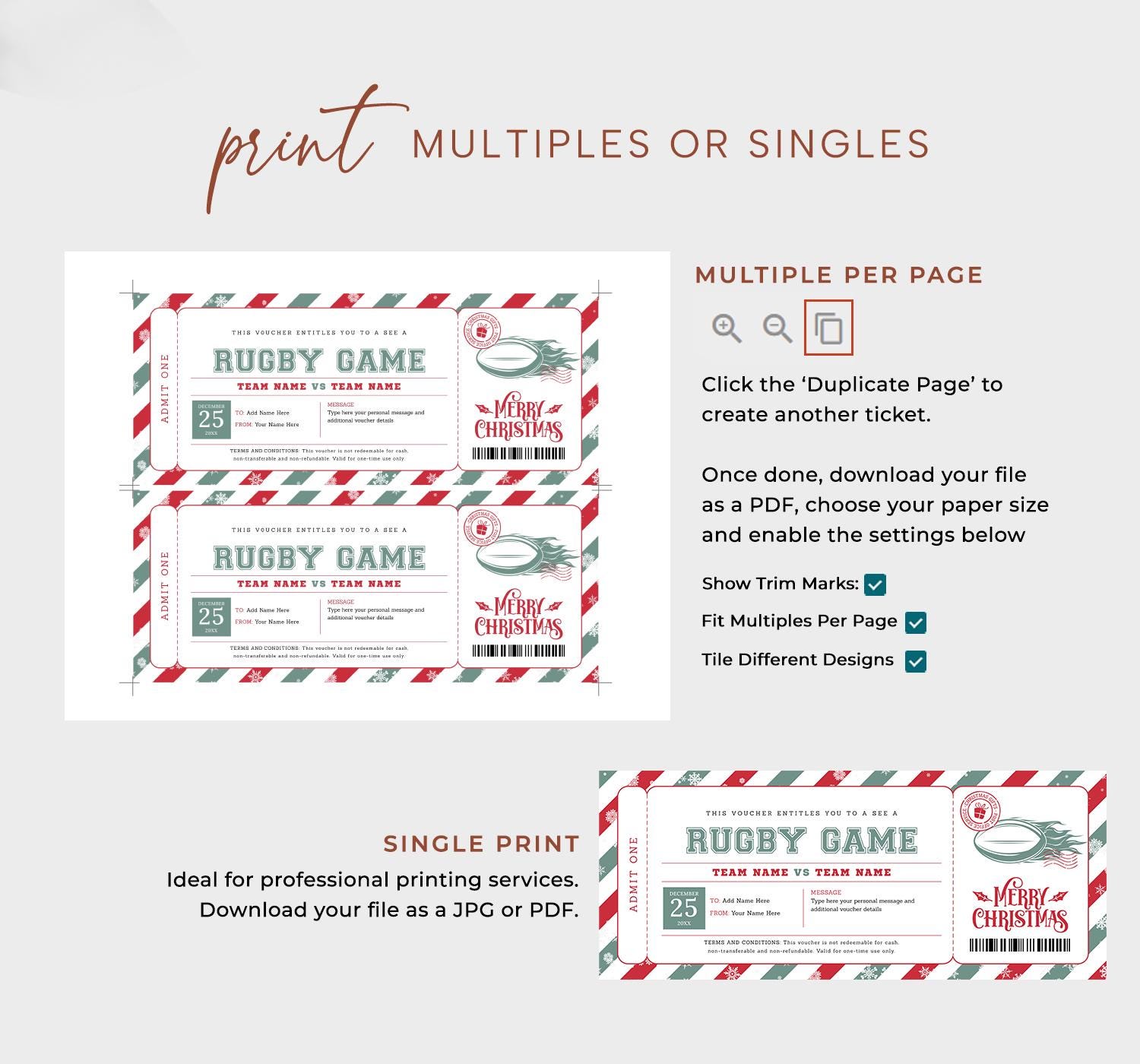 Rugby Game Christmas Ticket EDITABLE, Surprise Rugby Gift Voucher ...