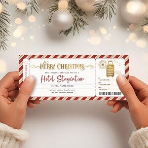 Hotel Reservation Christmas Voucher EDITABLE, Staycation Gift ...