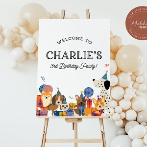 Custom Dog Party Signs EDITABLE, Lets Pawty Birthday Party Decor ...